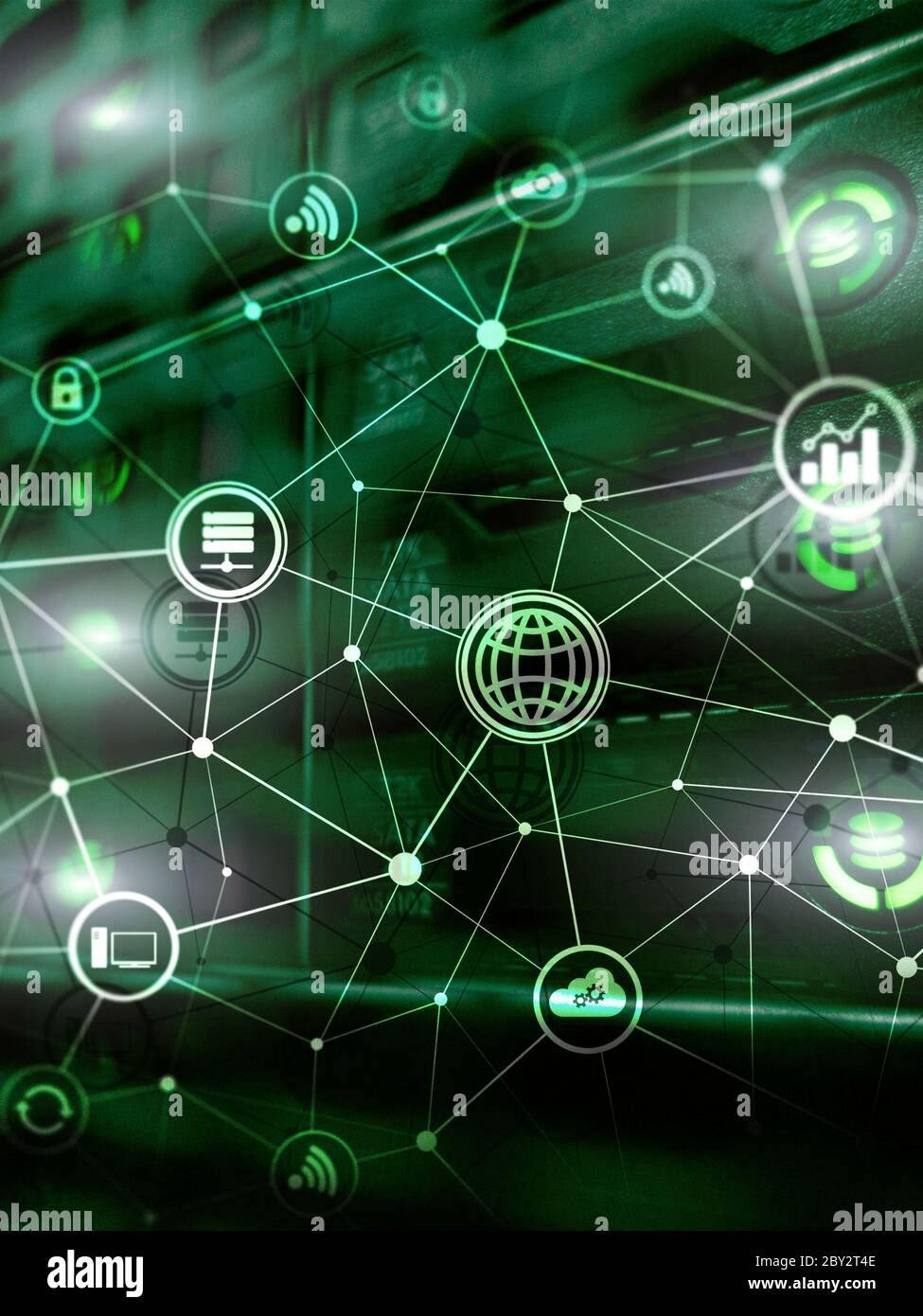 Computing concept. Technology infrastructure cloud computing and communication on data center ...