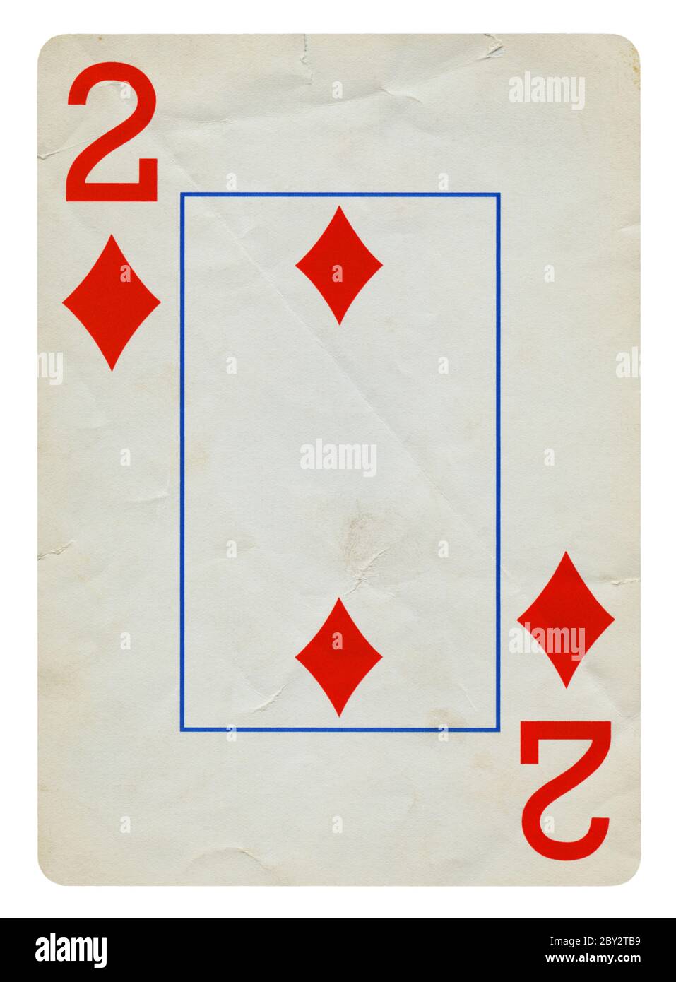 Two of Diamond Vintage playing card - isolated on white (clipping path ...