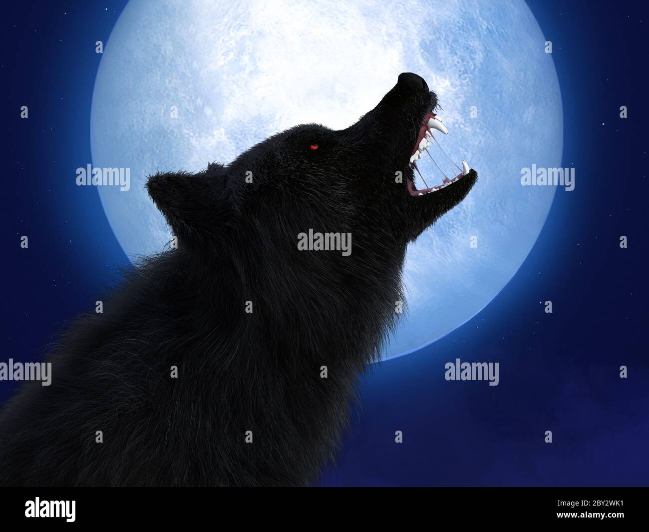 Black Wolf Pup With Red Eyes