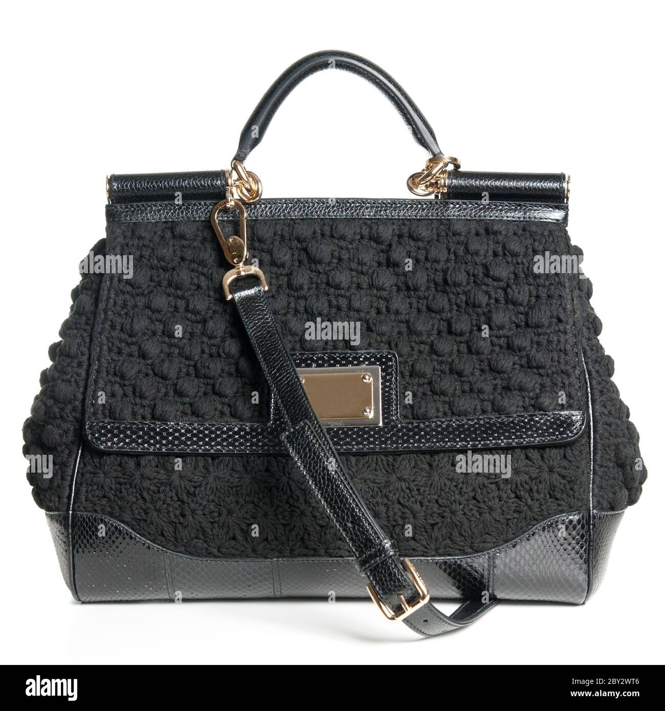 luxury black female bag isolated on white Stock Photo - Alamy