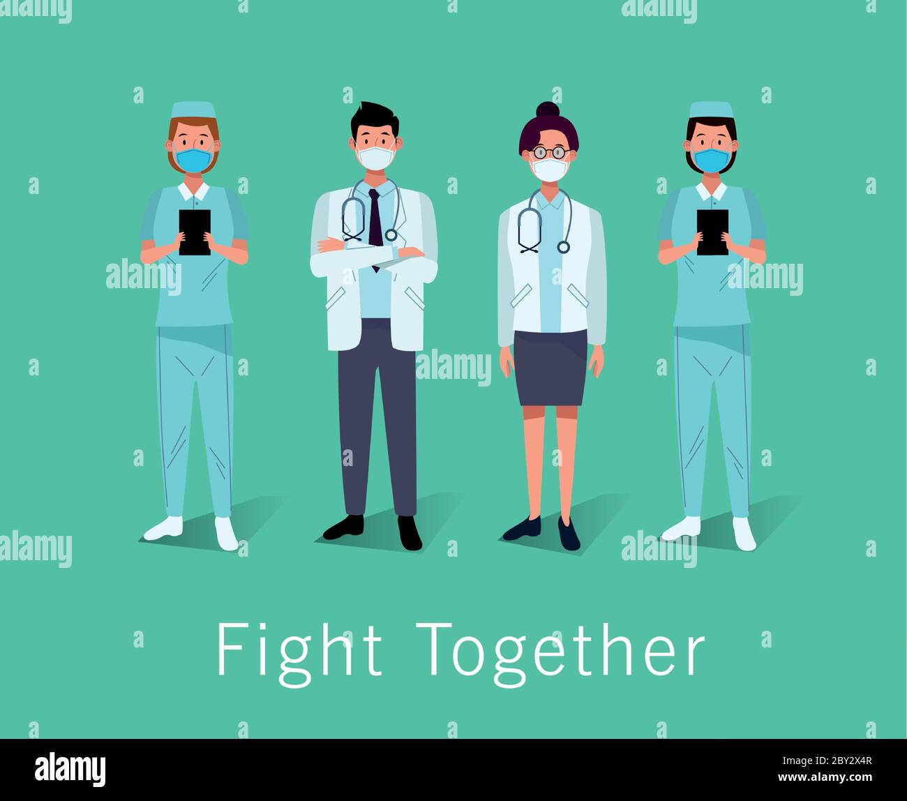 medical staff workers thank you message vector illustration design ...