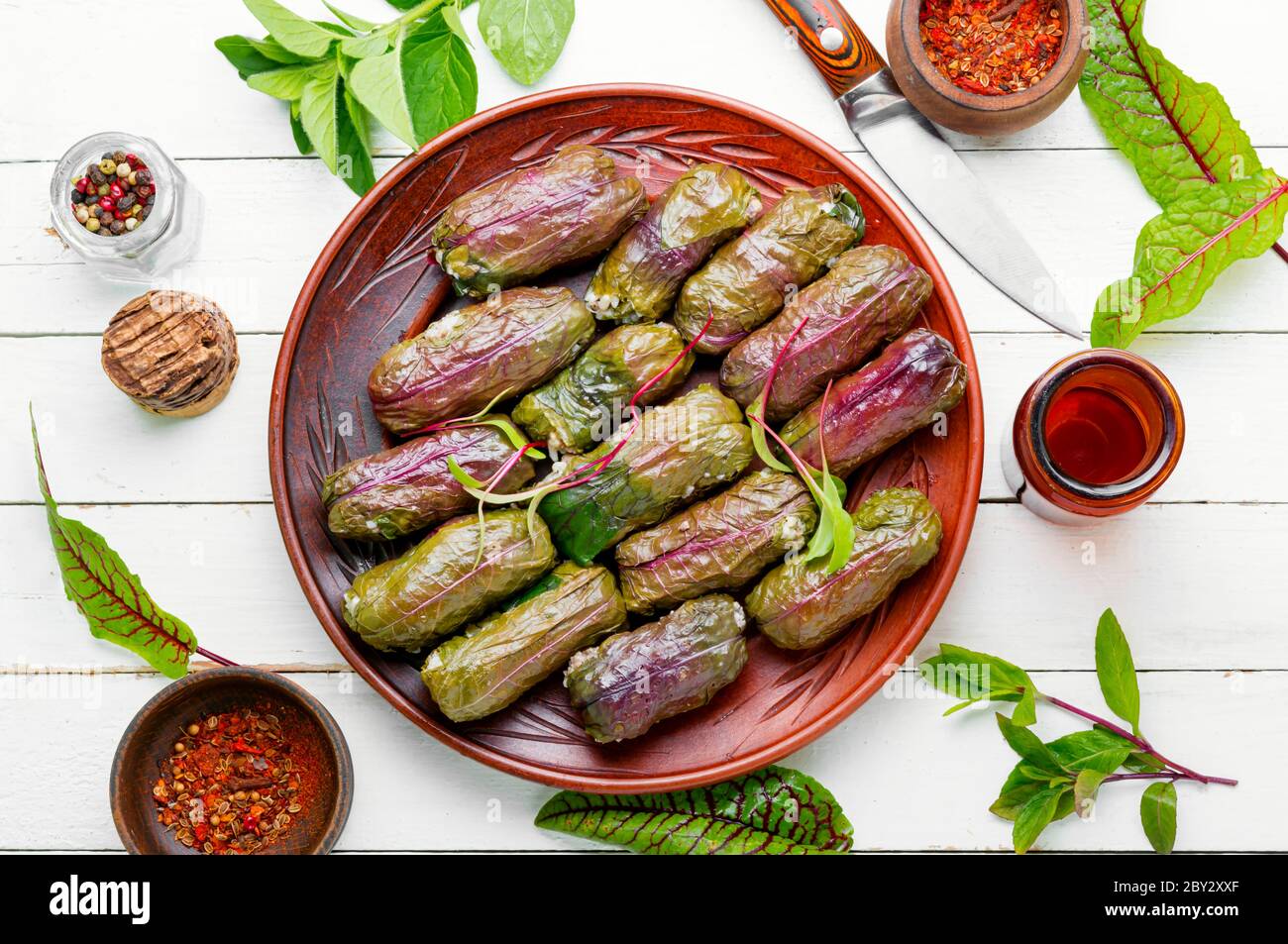 Dolma,tolma and sarma,stuffed sorrel leaves with rice and meat.Arabic ...