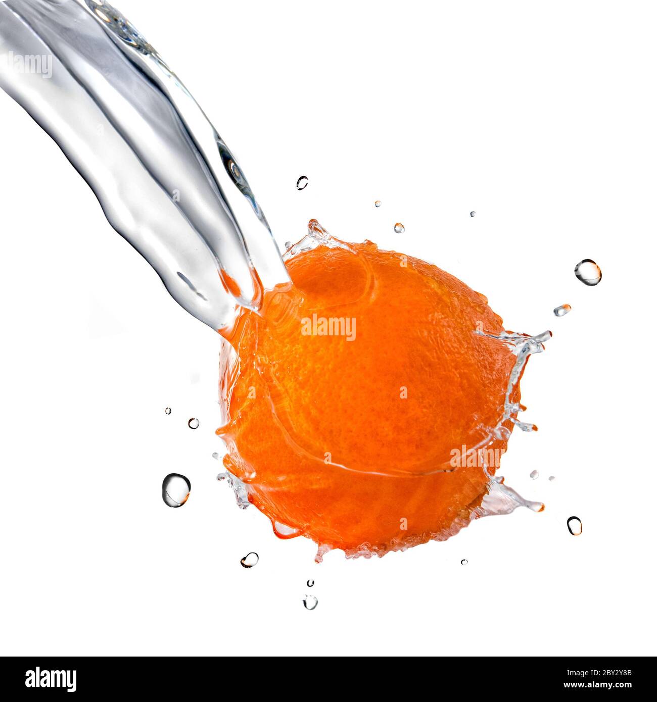 fresh water splash on orange isolated on white Stock Photo - Alamy