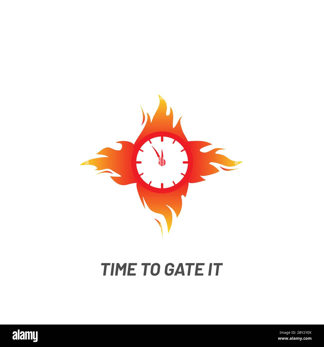 Clock in fire. Time logo - vector. Burning wall watch with flames ...
