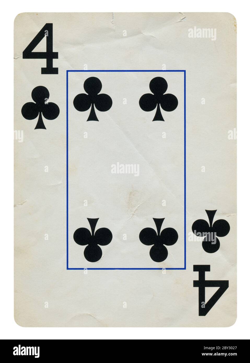 Four of Clubs Vintage playing card - isolated on white (clipping path ...