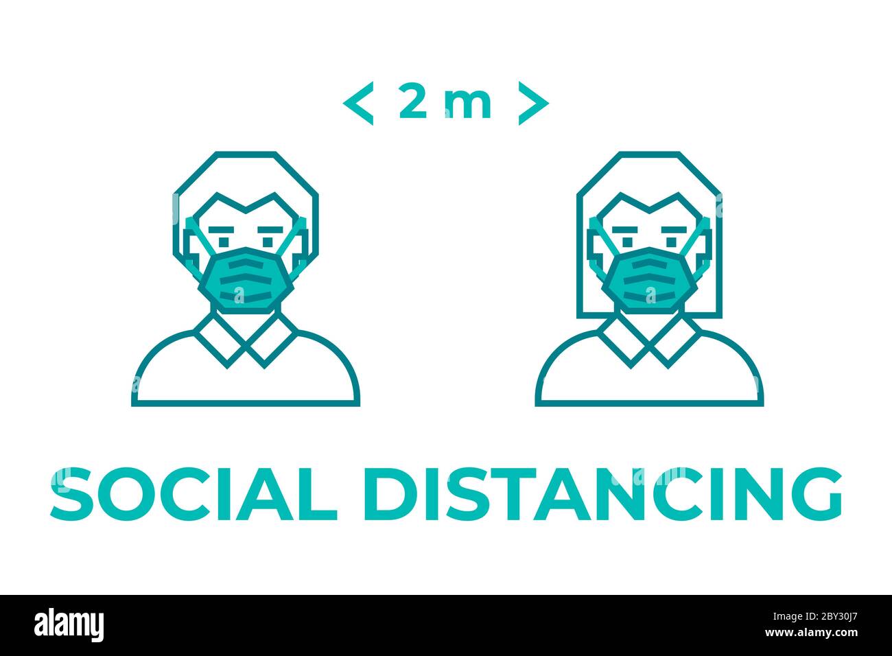Man and woman wearing face mask maintain social distancing. Precautions ...