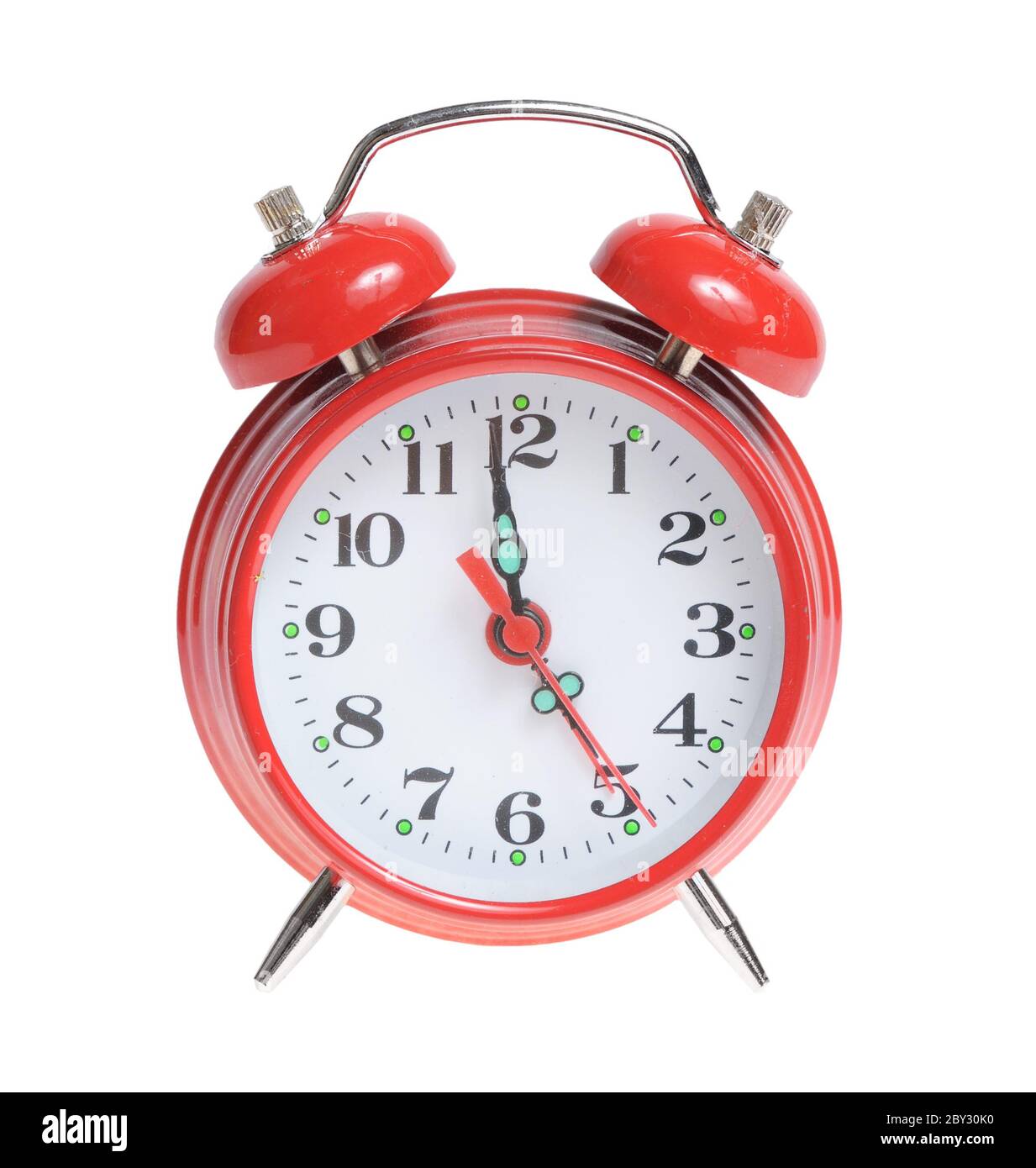 Red alarm clock isolated Stock Photo - Alamy