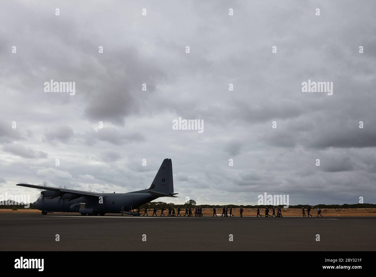 The interior of a Royal Australian Air Force Lockheed C-130 Hercules in ...
