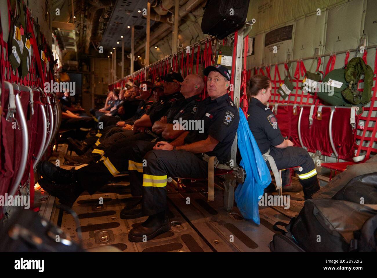 The interior of a Royal Australian Air Force Lockheed C-130 Hercules in ...