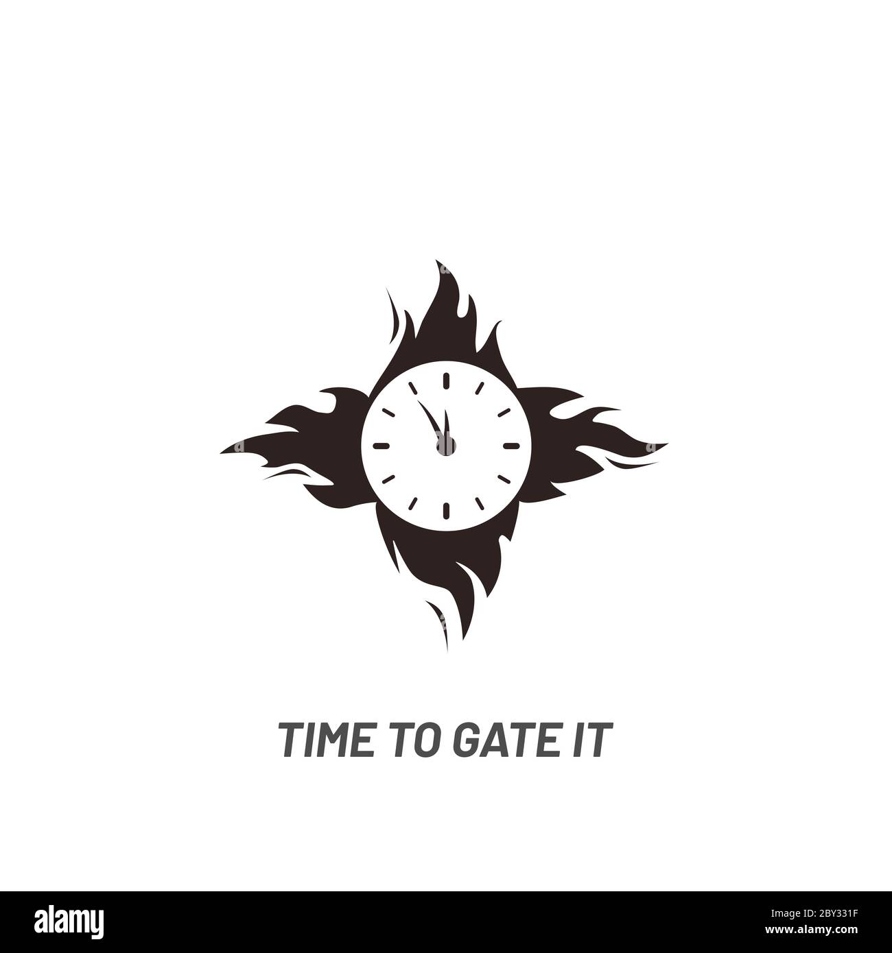 Clock in fire. Time logo - vector. Burning wall watch with flames ...