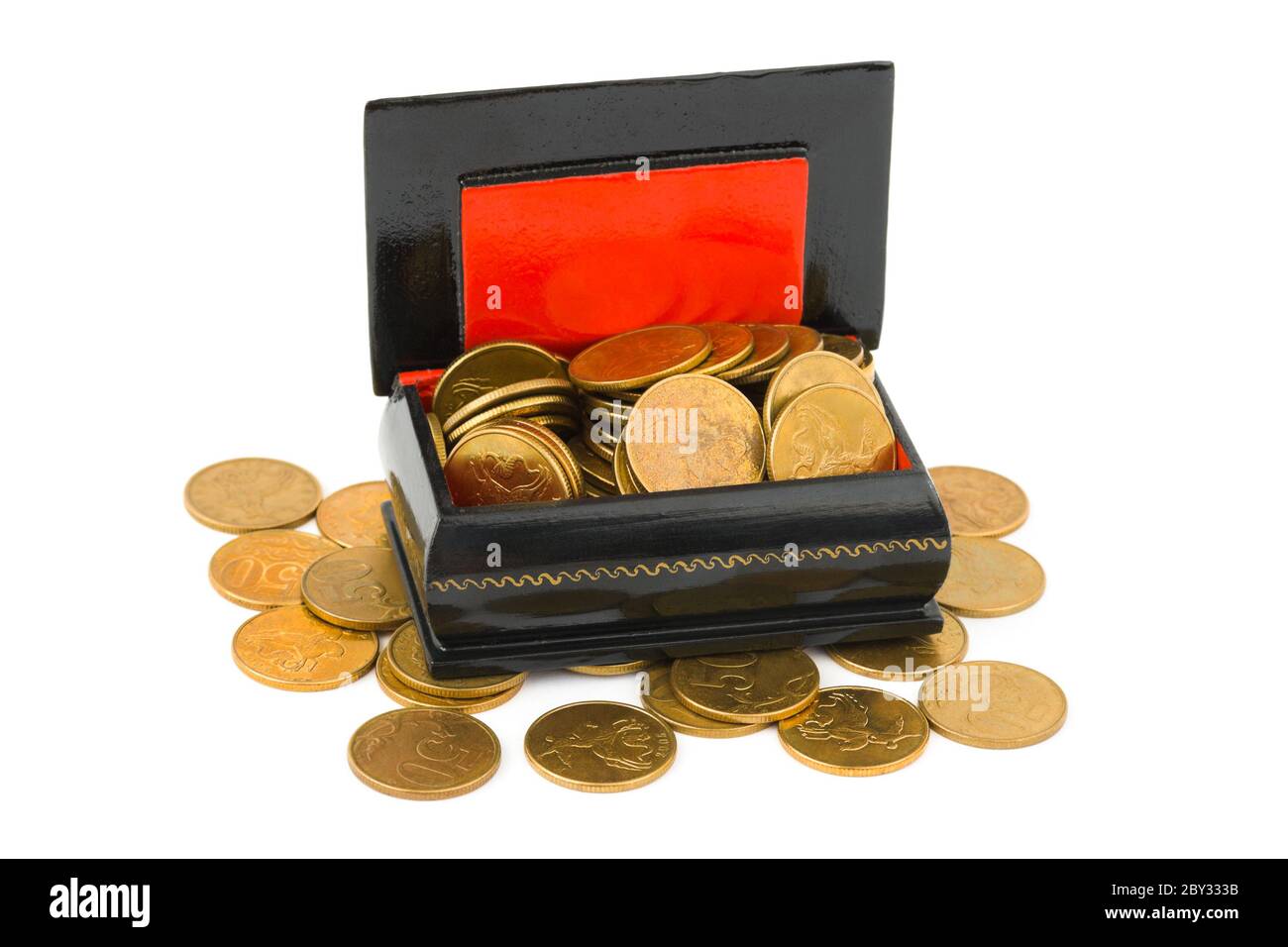 Gold money in box Stock Photo - Alamy