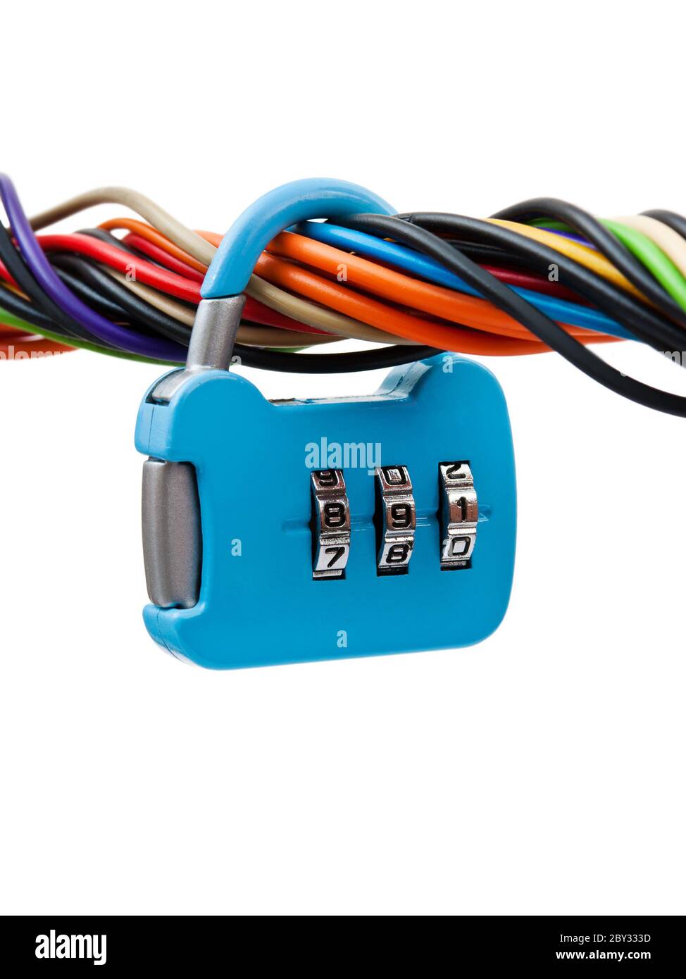 Computer cable and lock Stock Photo - Alamy