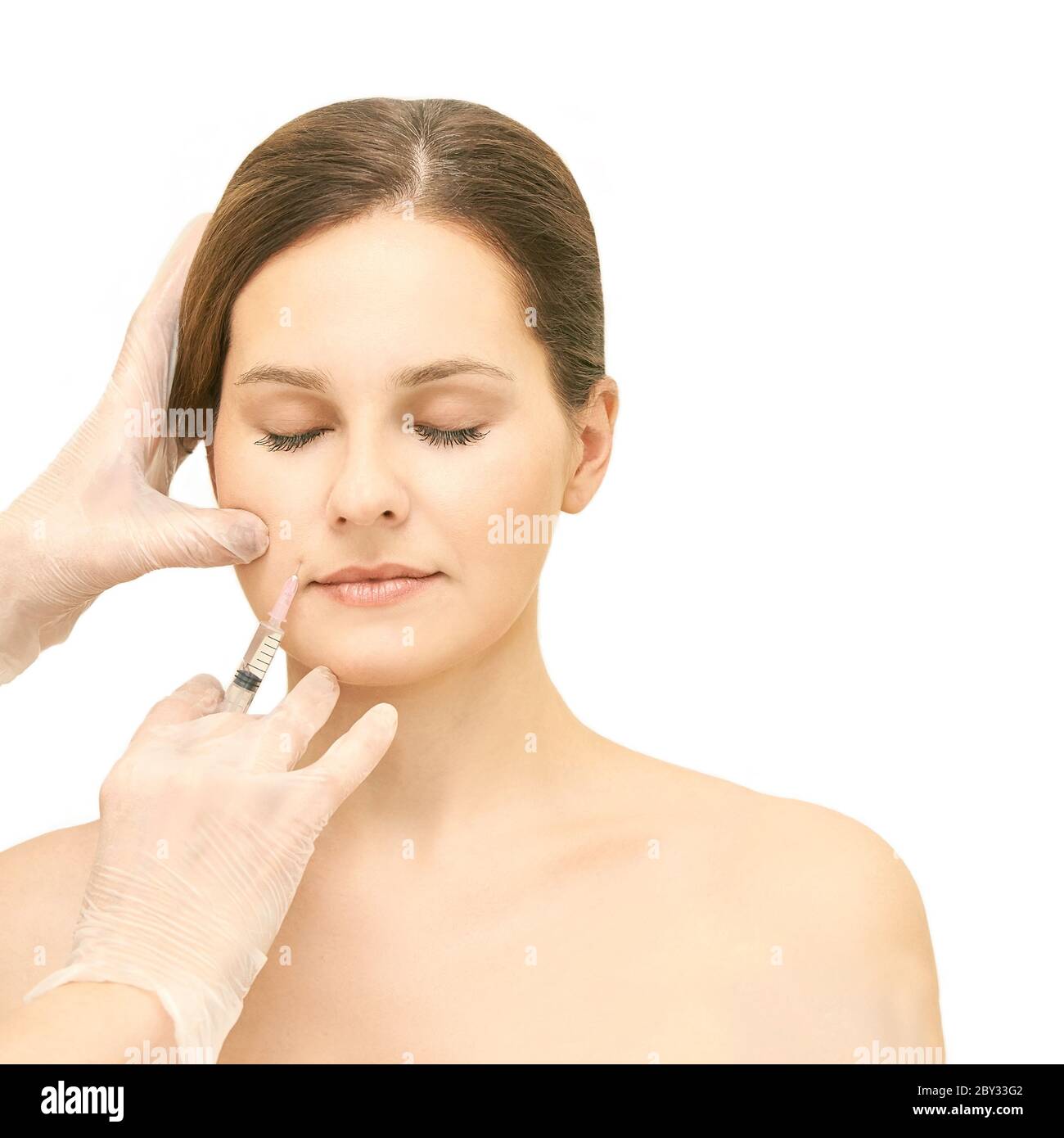 Woman face cosmetology treatment. Biorevitalization skin therapy ...