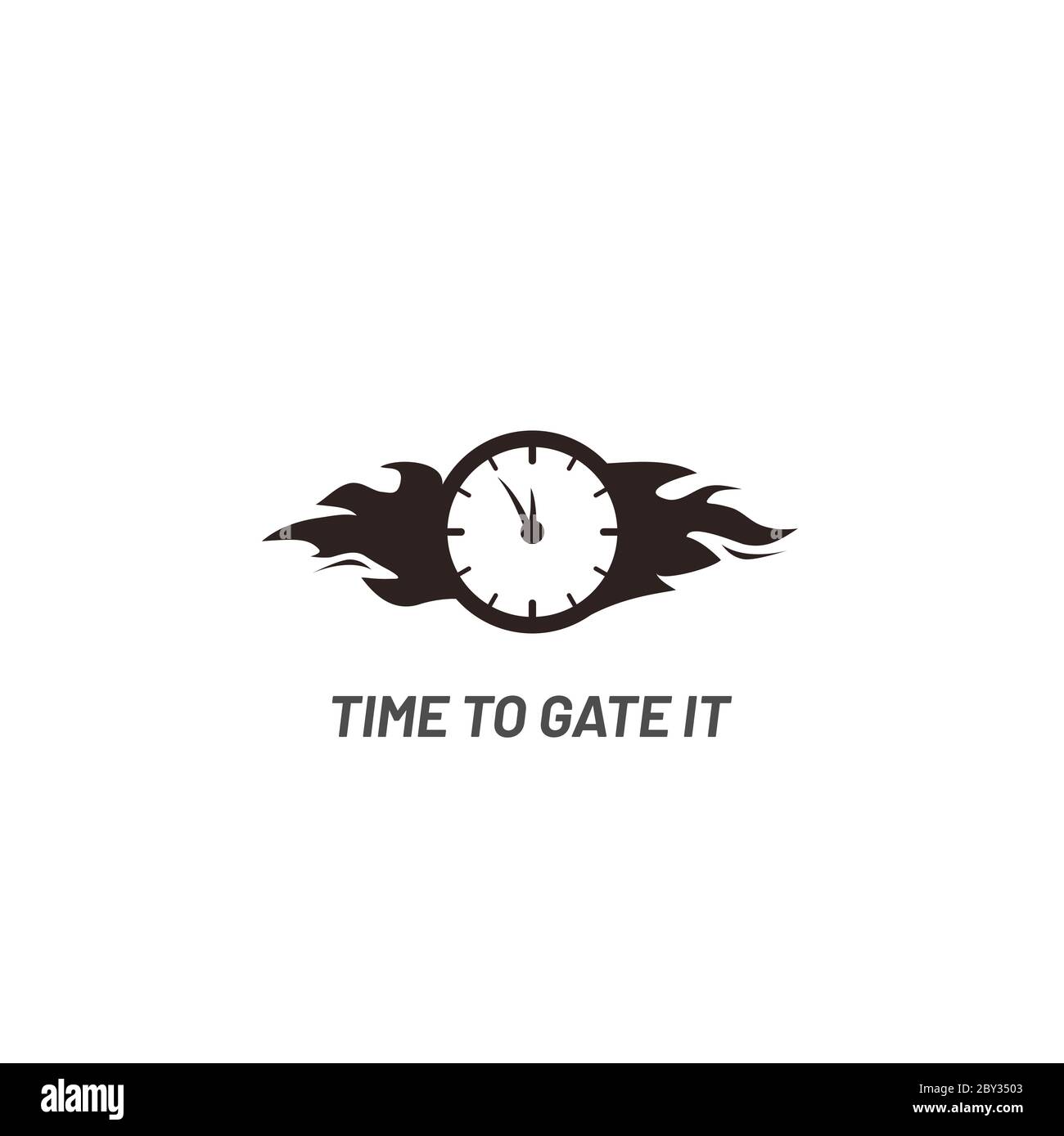 Clock in fire. Time logo - vector. Burning wall watch with flames ...