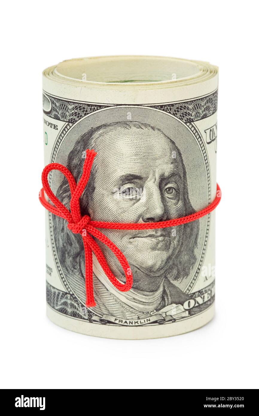 Roll of money and bow Stock Photo - Alamy