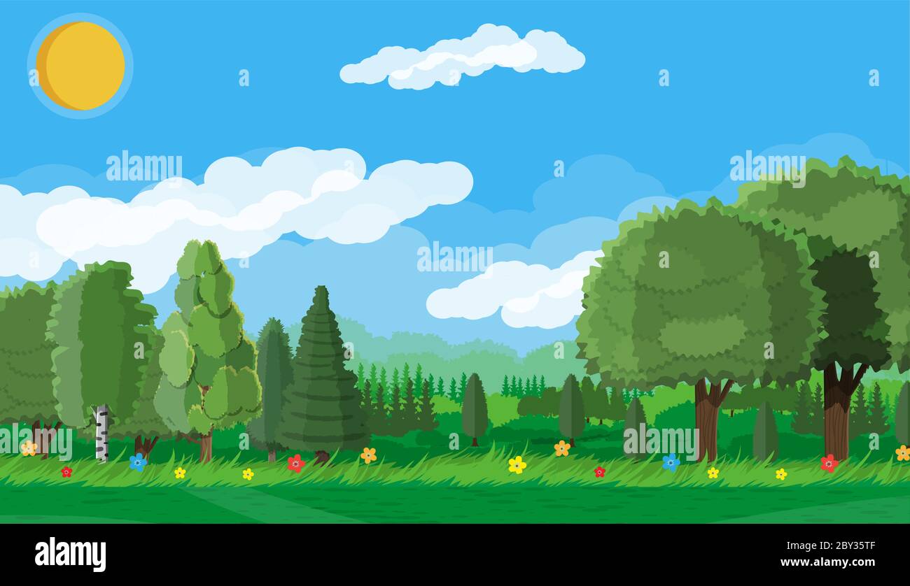 Lush green hills wild grass Stock Vector Images - Alamy