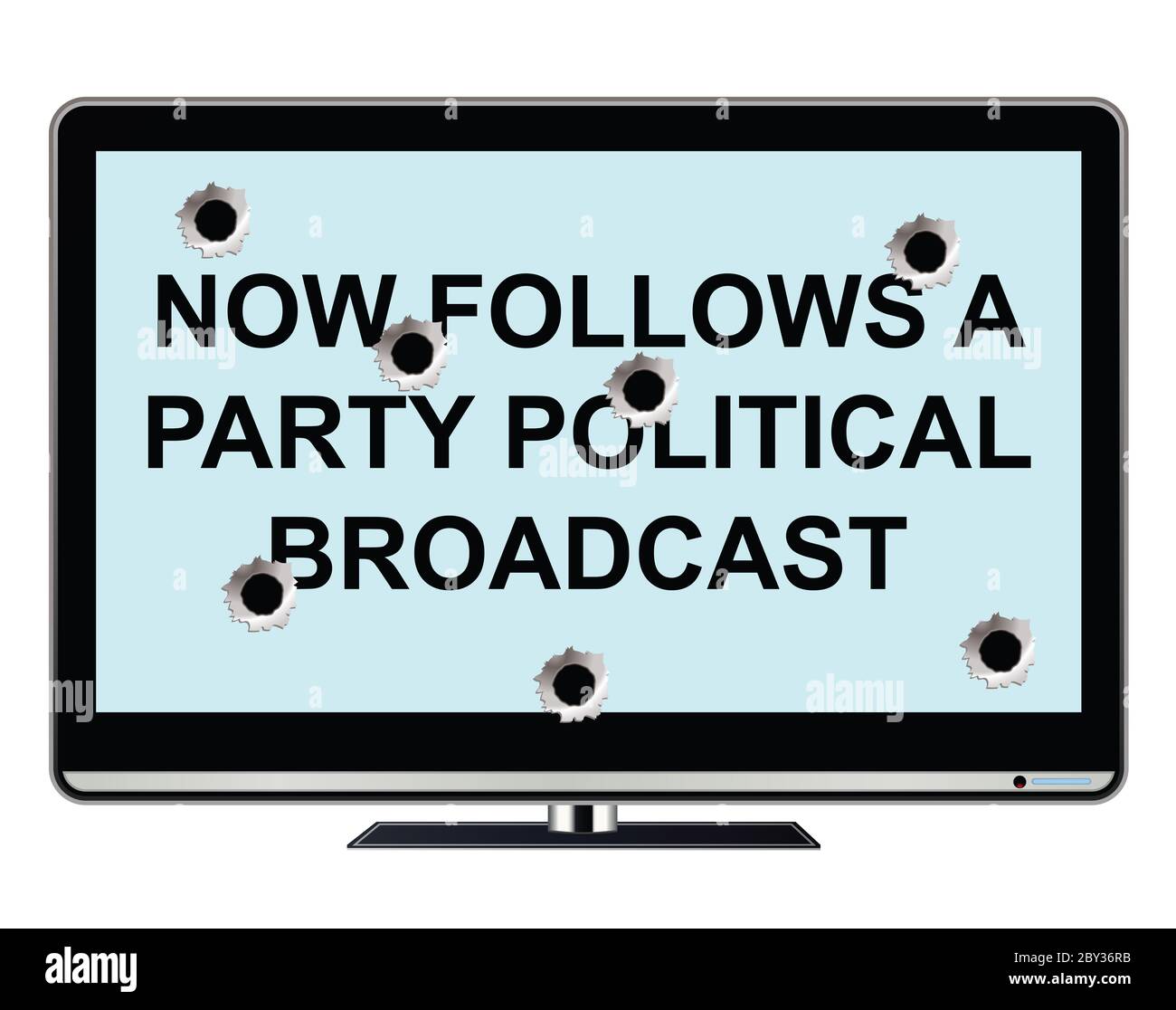 Comical too much political broadcasting on television with gunshot ...