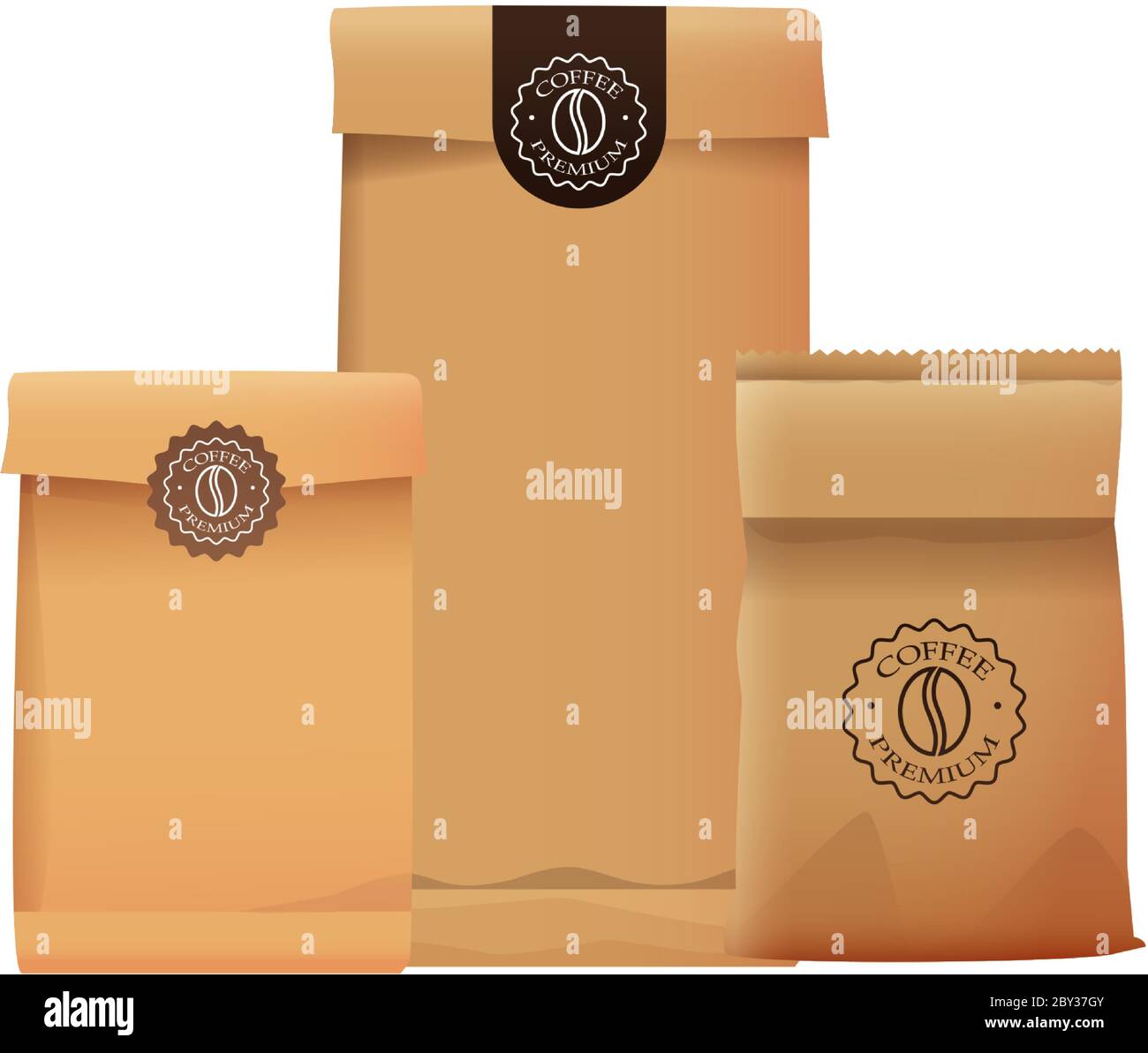 elegant coffee paper bags packings products vector illustration design ...