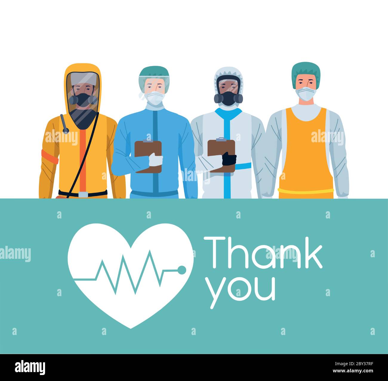 medical staff workers thank you message vector illustration design ...