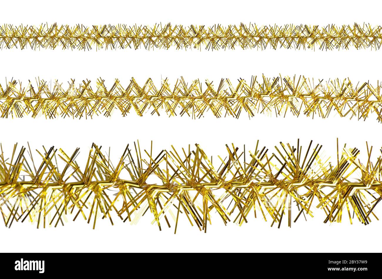 Tinsel samples isolated on a white background Stock Photo - Alamy