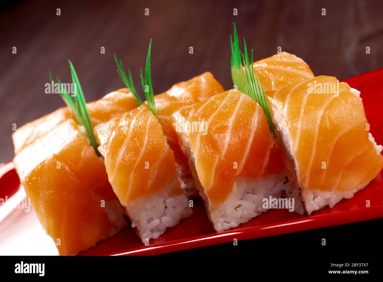Roll made of salmon Stock Photo - Alamy