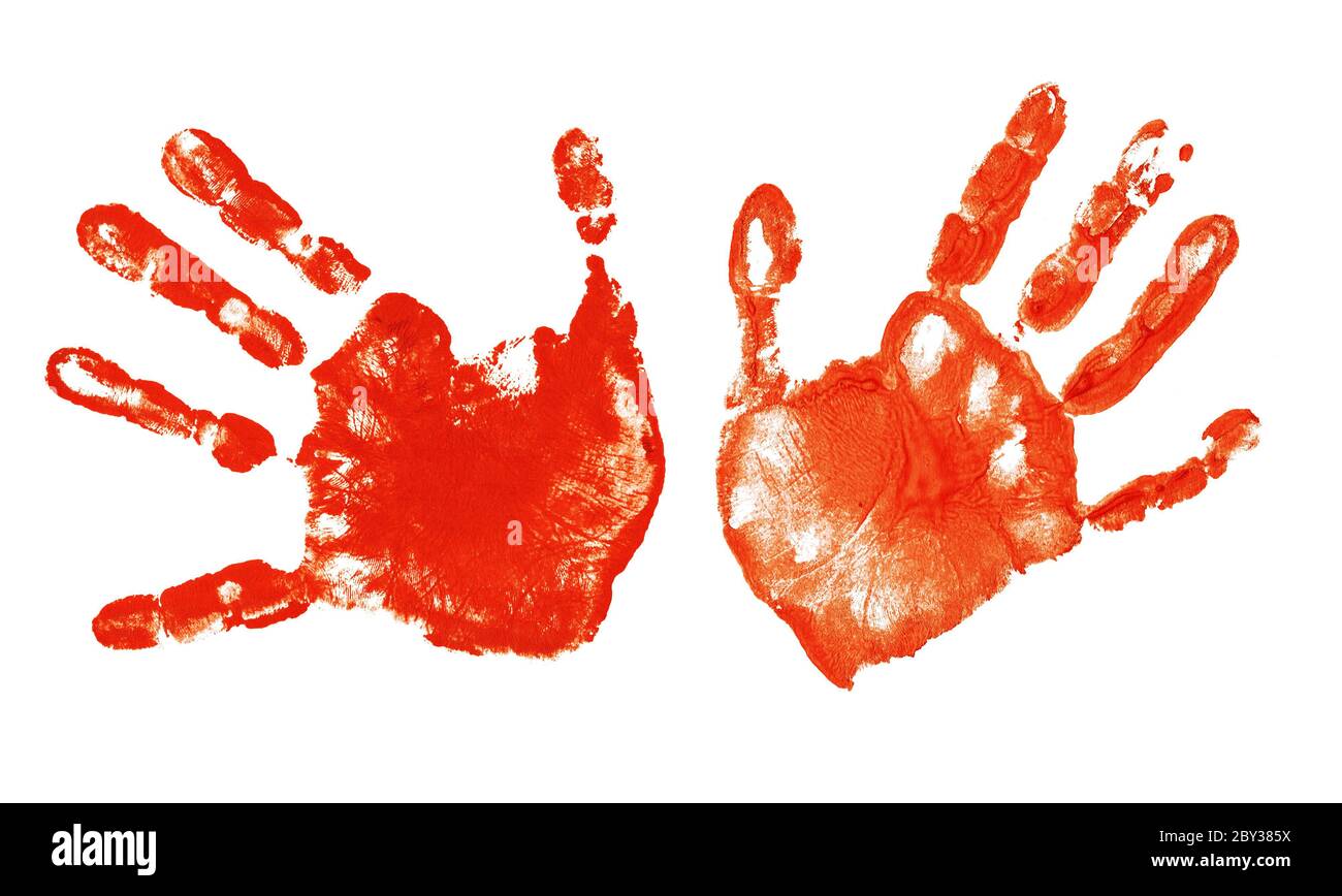Spooky hands print isolated on white Stock Photo - Alamy