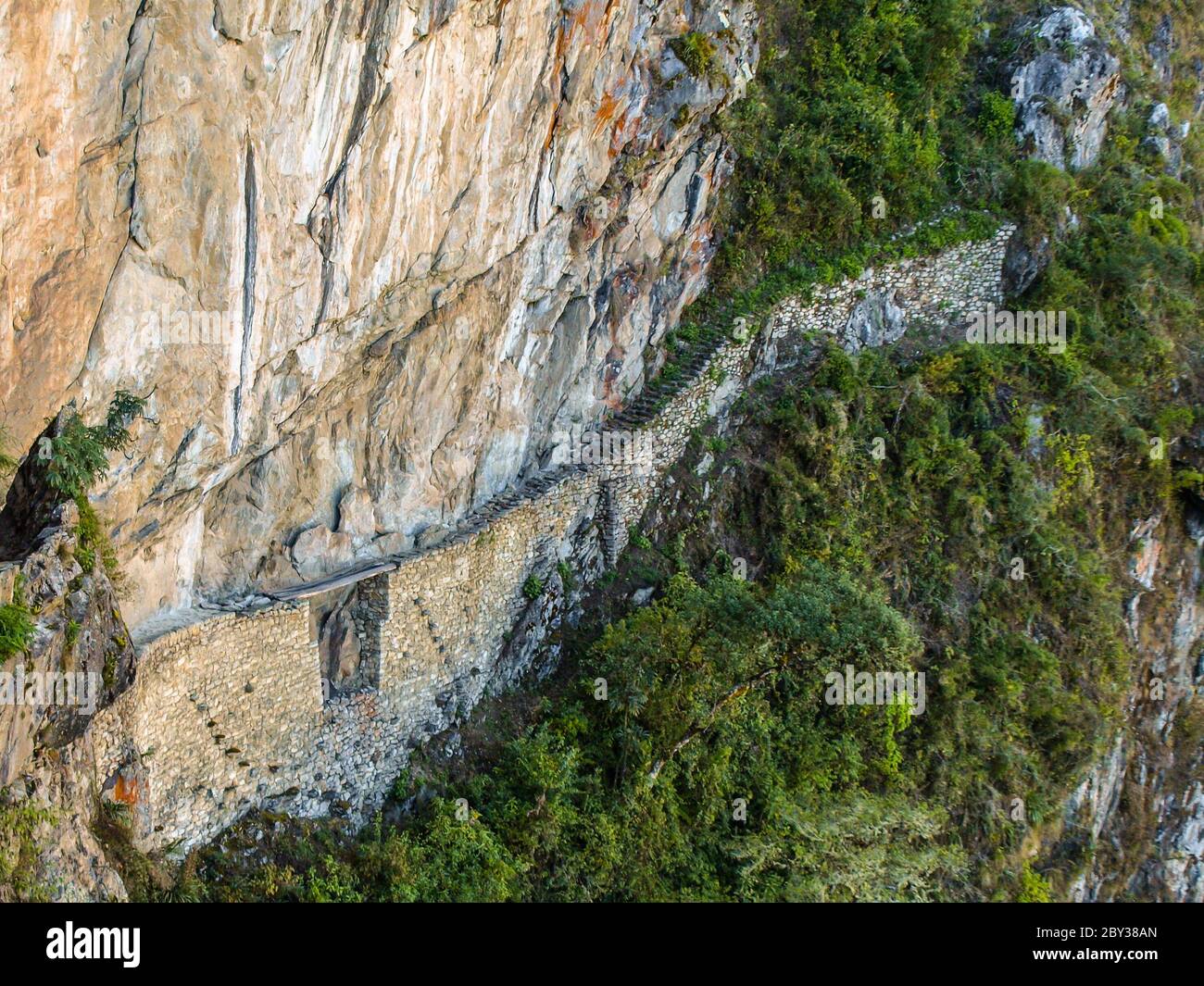 Old Inca's bridge near lost city of Machu Picchu (Peru Stock Photo - Alamy