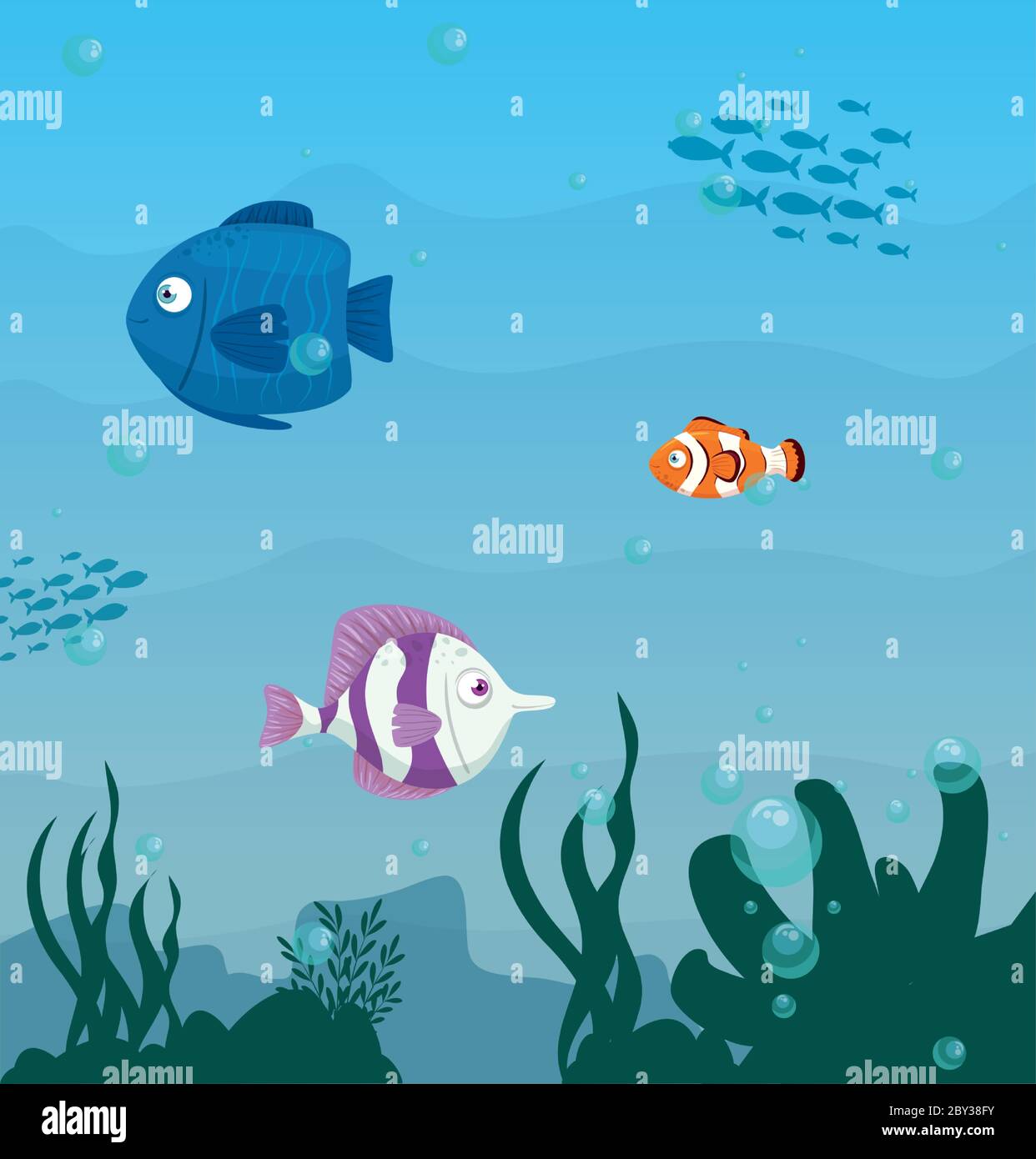 cute fishes wild marine animals in ocean, seaworld dwellers, cute ...