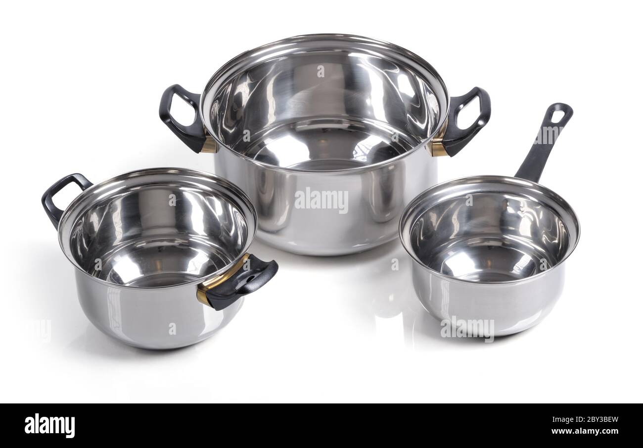 Set of metallic pan Stock Photo - Alamy