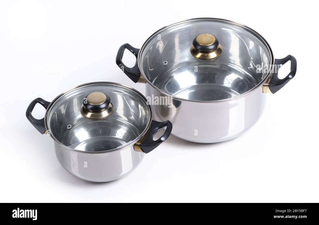 Set of metallic pan Stock Photo - Alamy
