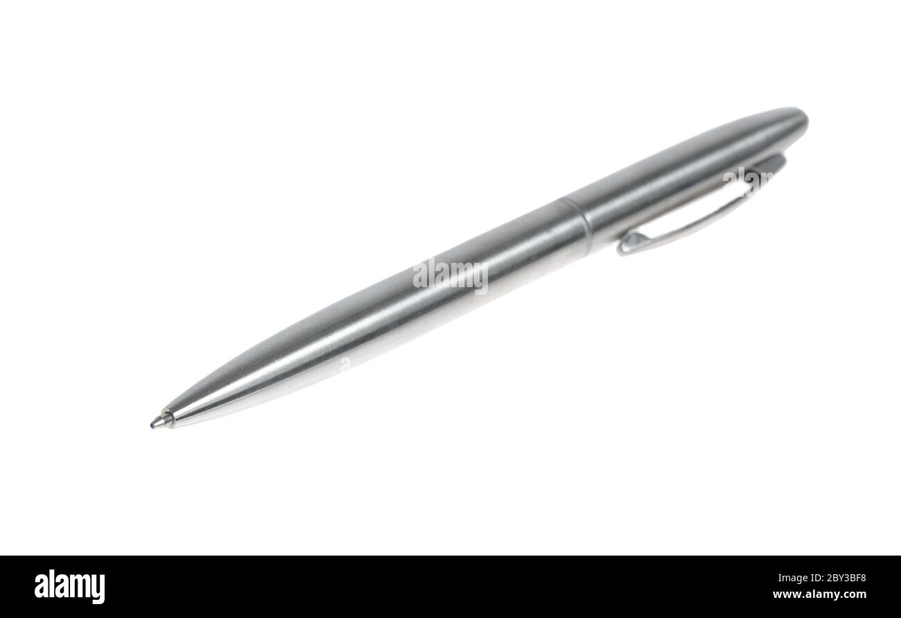 Silver pen isolated Stock Photo - Alamy