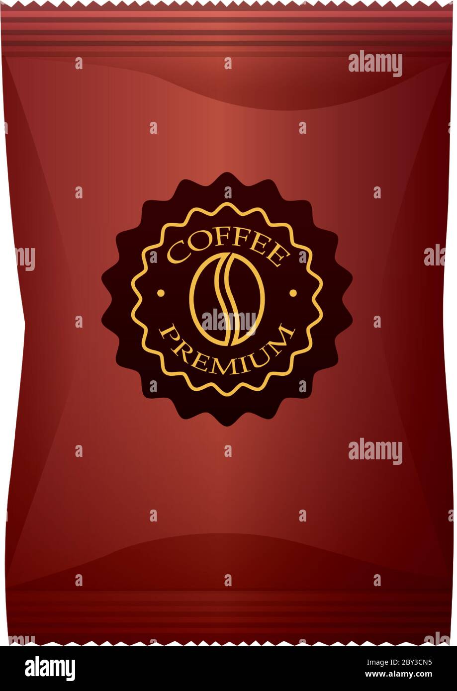 red coffee paper bag elegant packing product vector illustration design ...