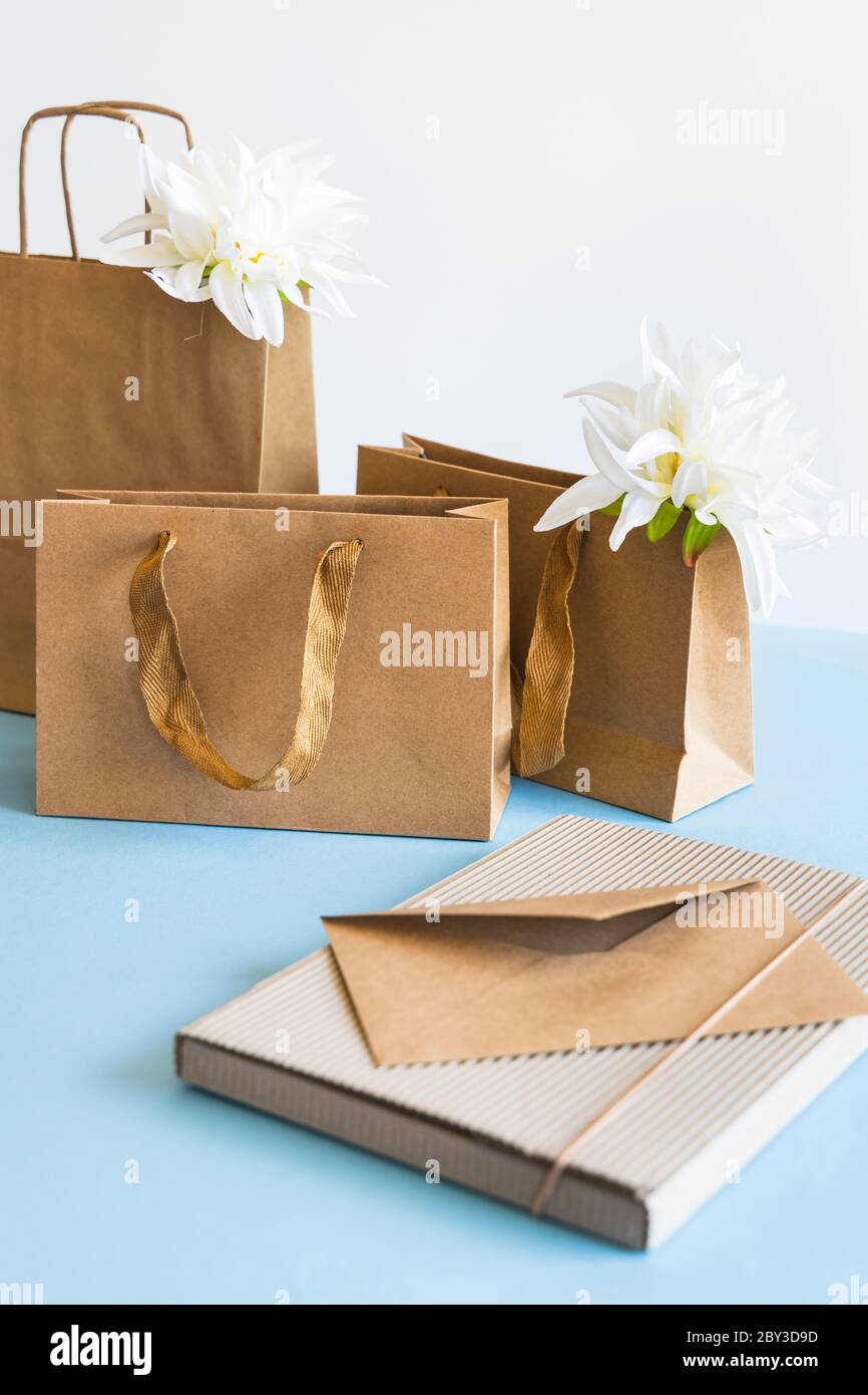 Brown paper bags and envelope Stock Photo - Alamy