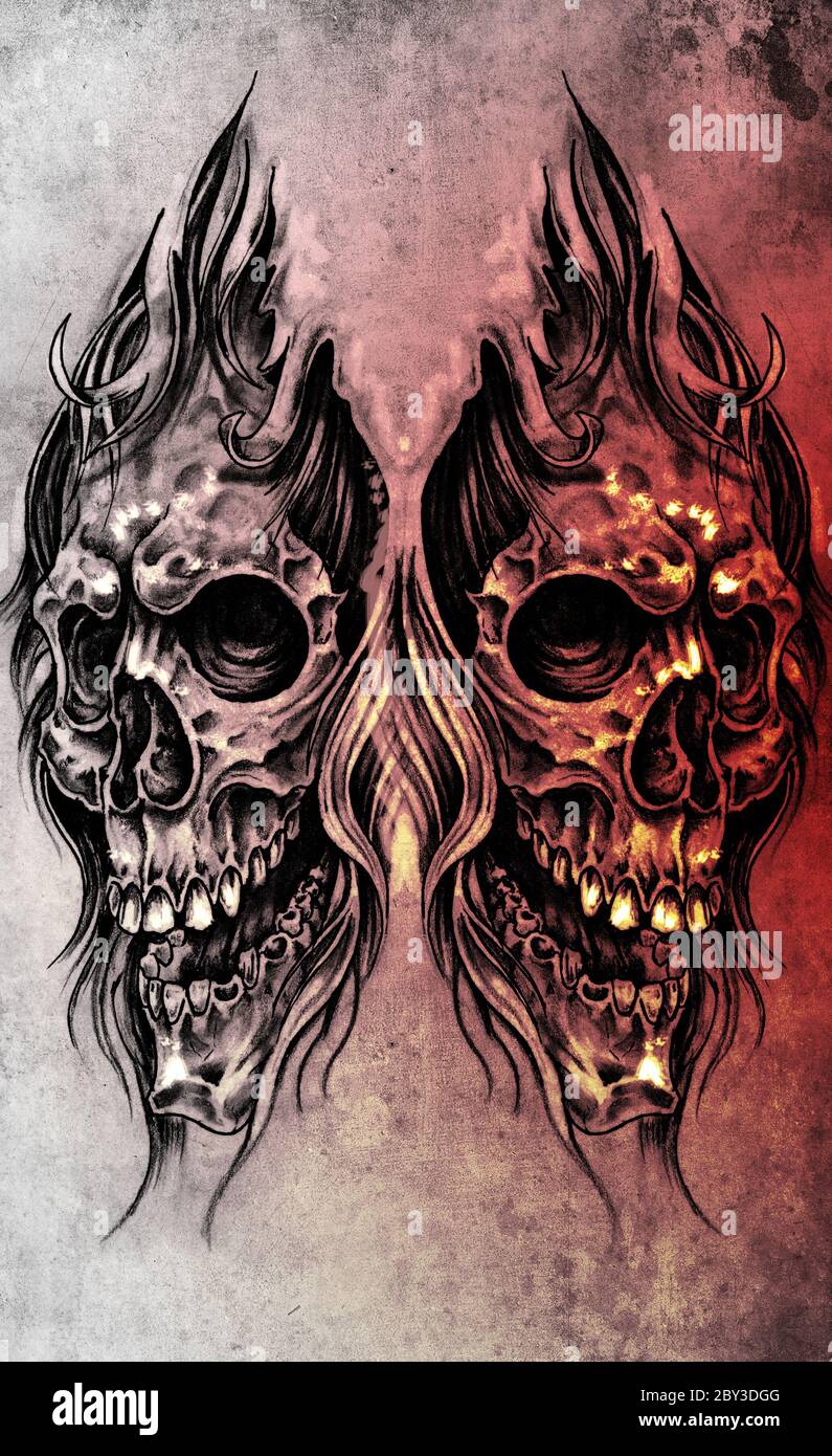 Tattoo Designs Of Skulls On Paper