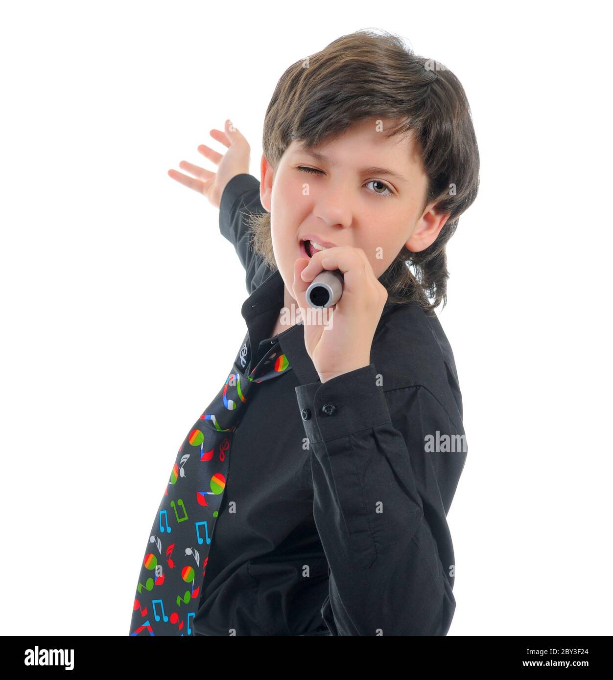Little boy with microphone Stock Photo - Alamy