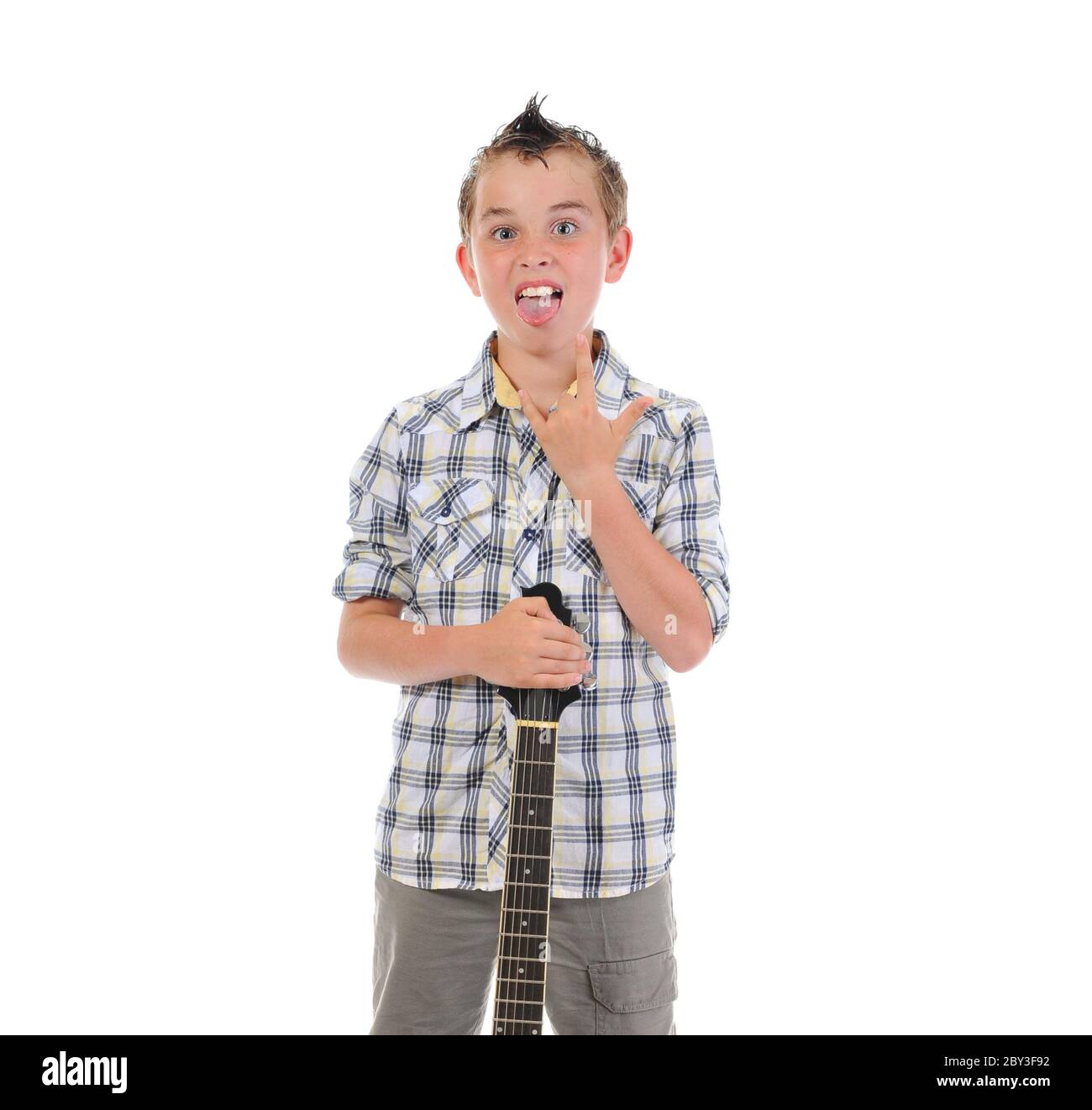 Little musician playing guitar Stock Photo - Alamy