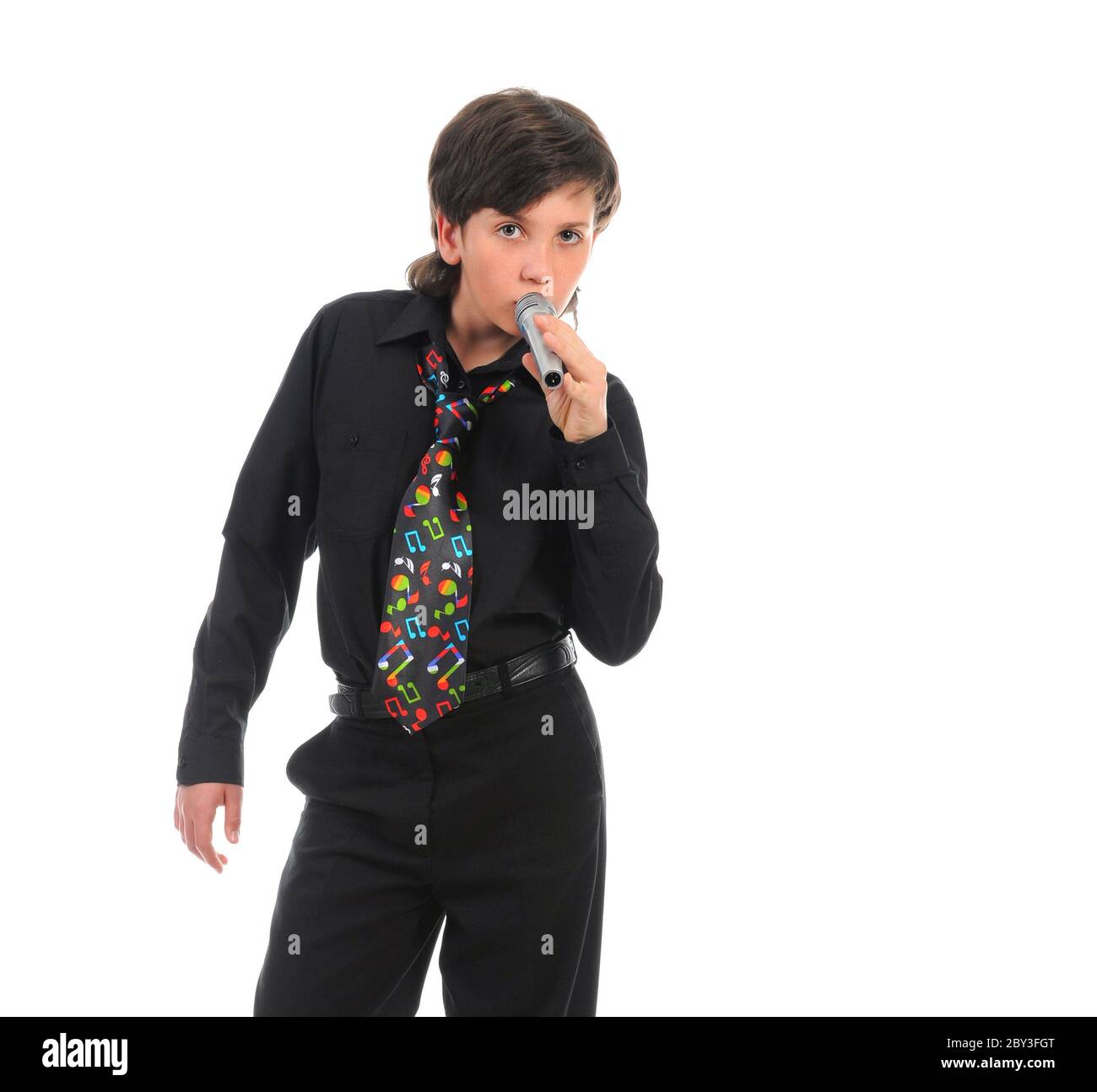 Little boy with microphone Stock Photo - Alamy