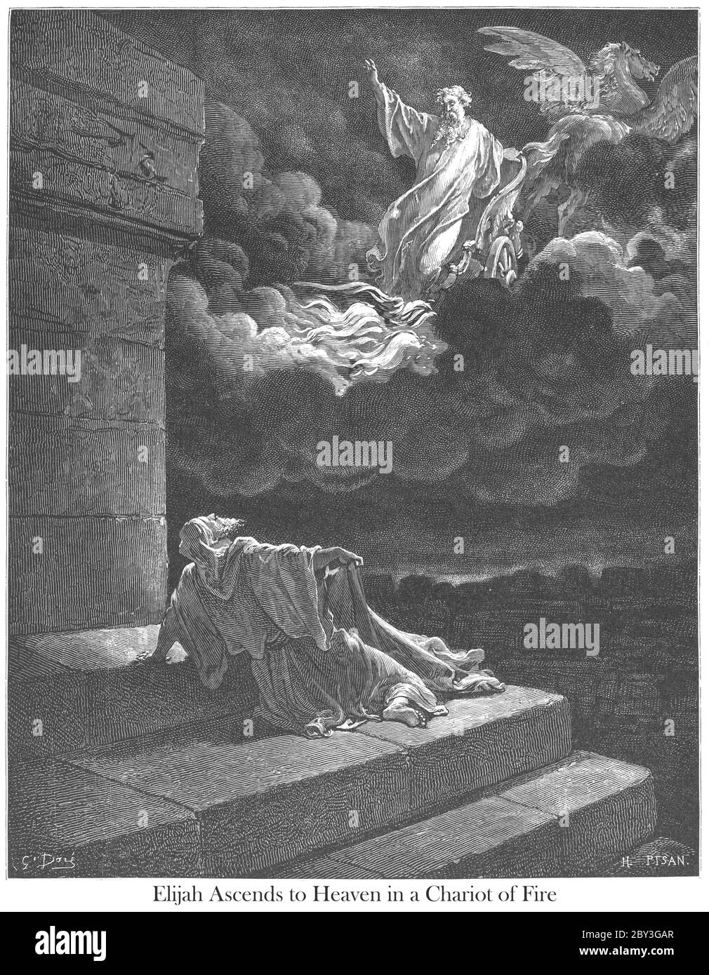 Elijah ascending into heaven in fiery chariot Cut Out Stock Images ...