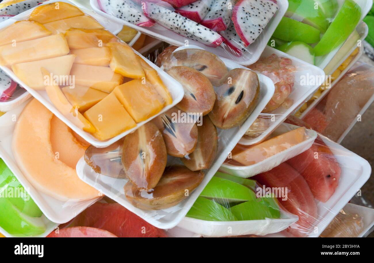 Tropical fruits in packing Stock Photo - Alamy
