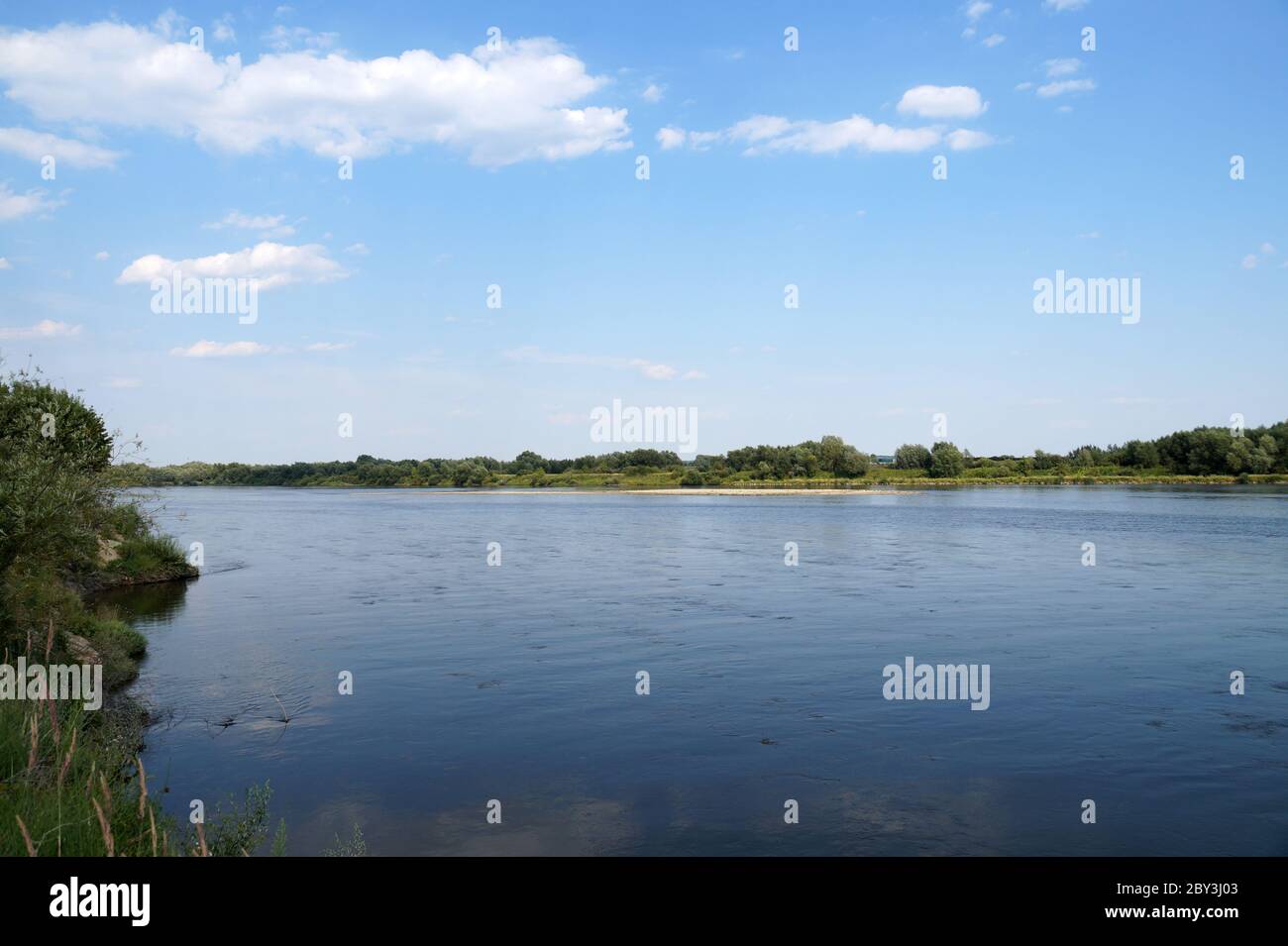 The largest Polish river Wisla near the city of Sandomierz Stock Photo ...