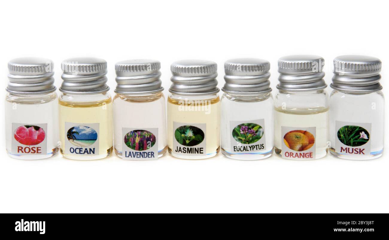 Vials aromatic oil Stock Photo - Alamy