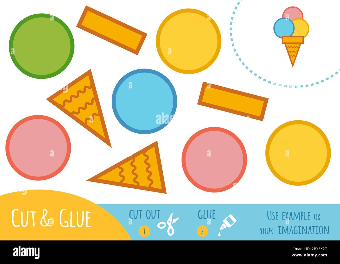 Education Paper Game For Children Ice Cream Use Scissors And Glue To