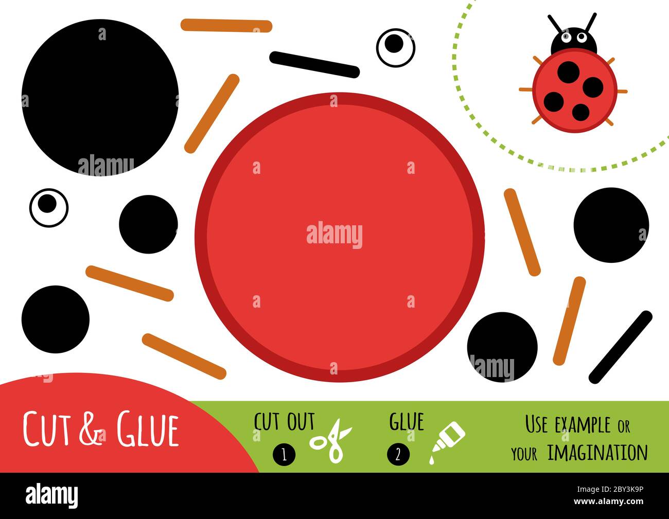 Education paper game for children, Ladybug. Use scissors and glue to ...
