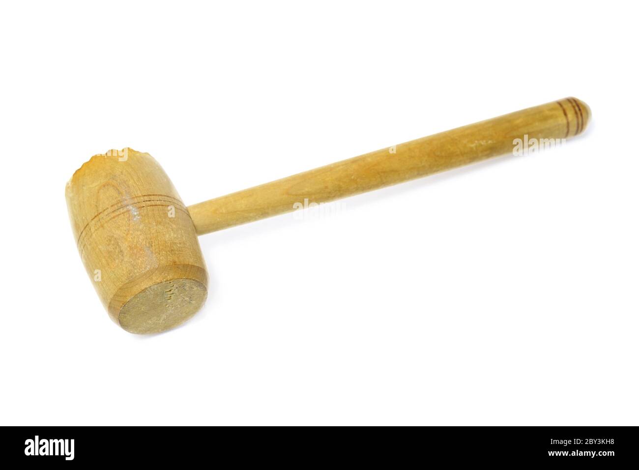 Used wooden meat hammer Stock Photo - Alamy