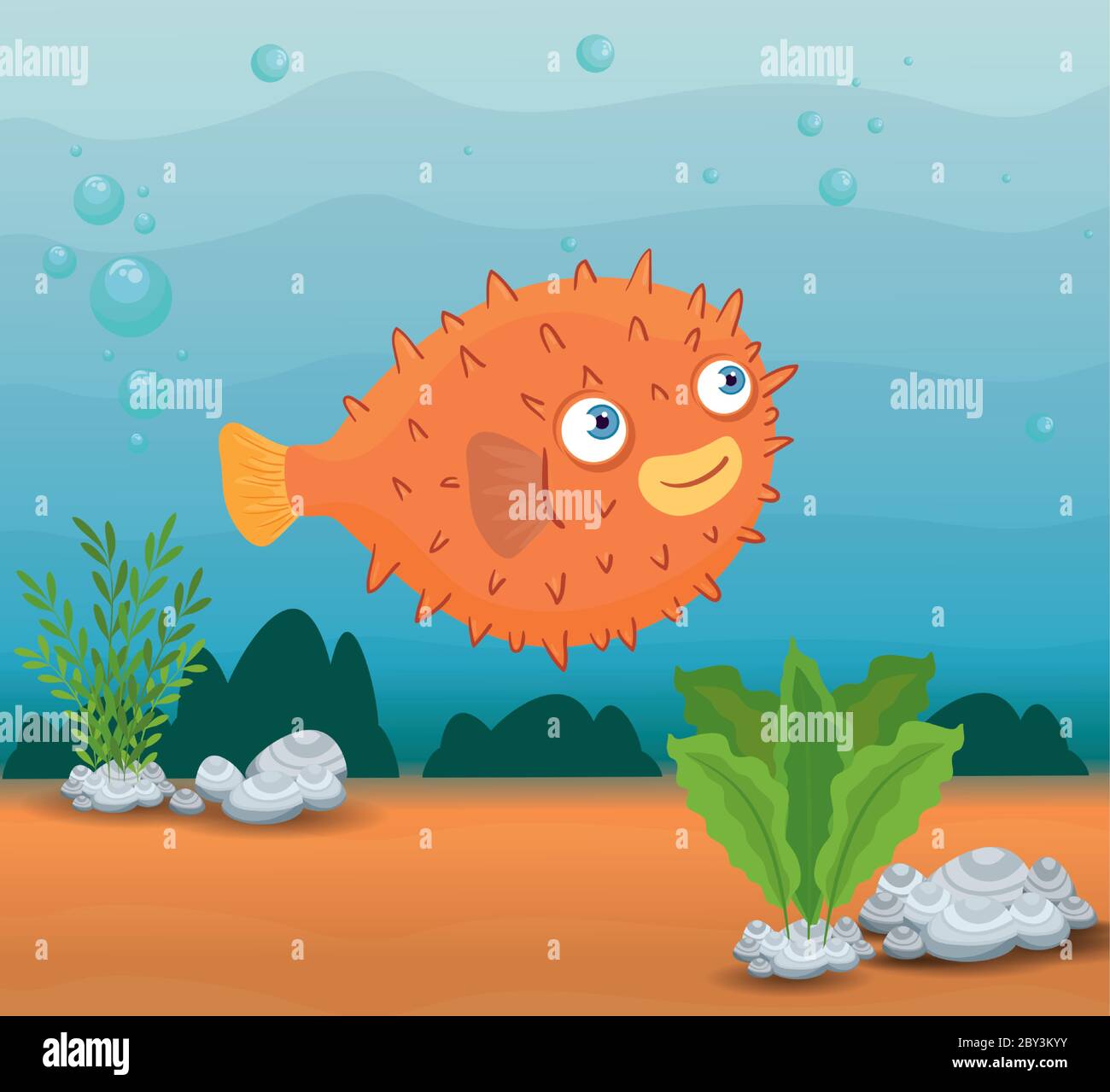 blowfish animal marine in ocean, sea world dweller, cute underwater ...
