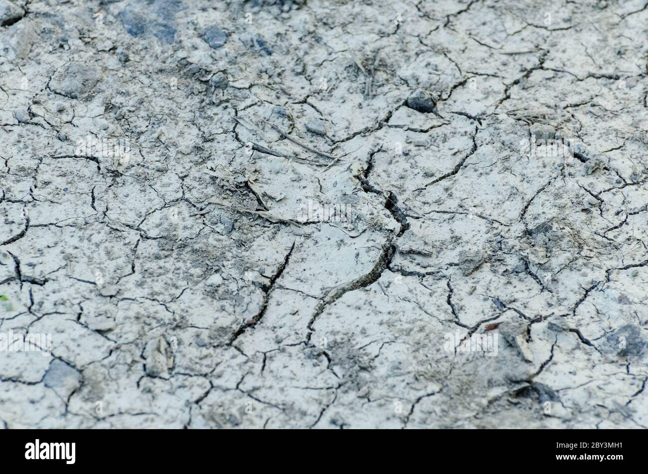 Dry and cracked muddy ground due to hot temperature, dried mud, low ...