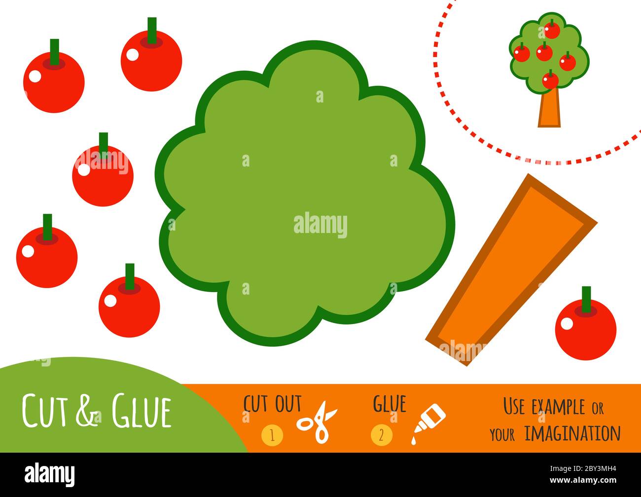 Education paper game for children, Apple tree. Use scissors and glue to ...