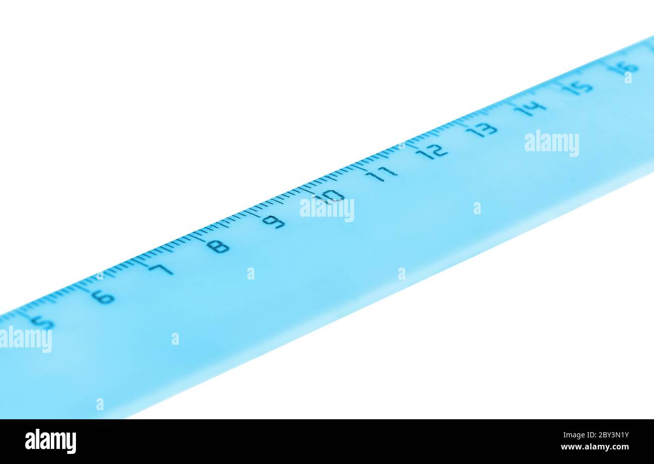 Part of blue ruler isolated on white background Stock Photo - Alamy