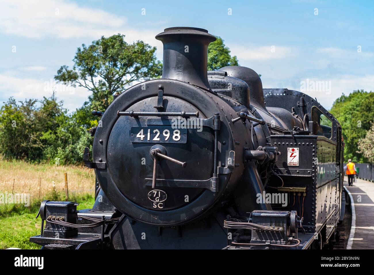 Steam locomotive Ivatt Class 2 2-6-2T NO.41298 ready to haul a train ...