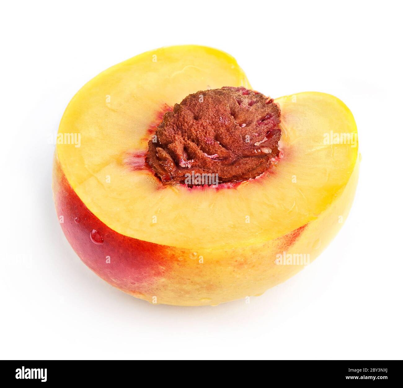 Half of peach isolated on white Stock Photo - Alamy